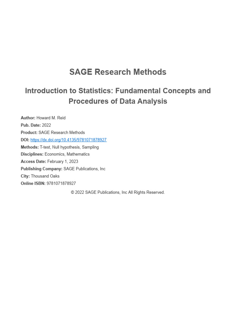 Chapter 1 Introduction Why You Need To Understand Statistical Reasoning Pdf