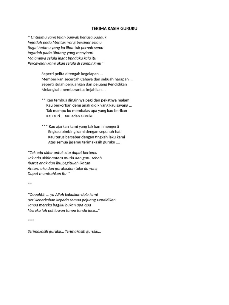 Terima Kasih Guruku | PDF