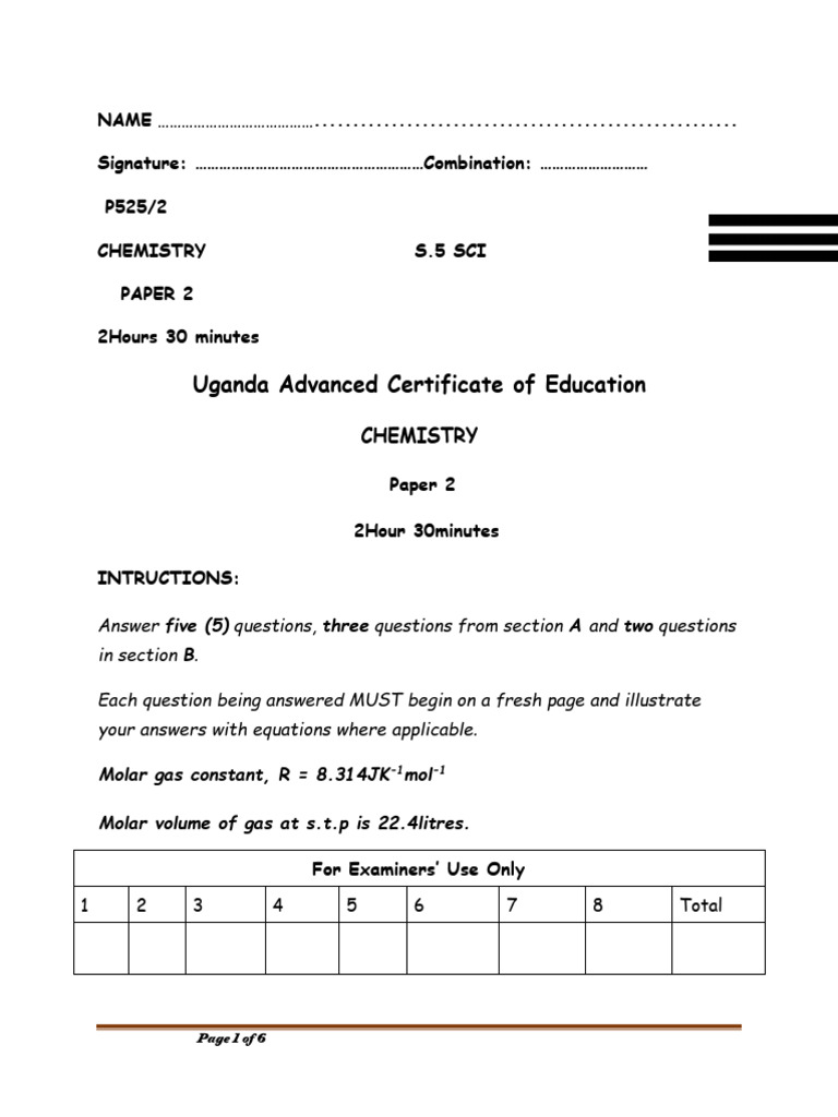 Dr. Opio s.5 Chemisrty p2 Past Paper 2024 | PDF