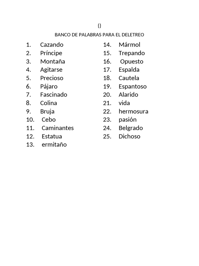 Banco de Palabras para El Deletreo | PDF