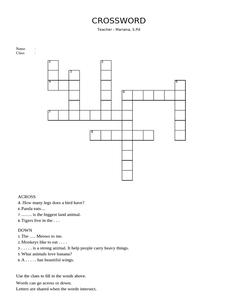 Criss Cross Puzzle - Discovery Education Puzzlemaker | PDF