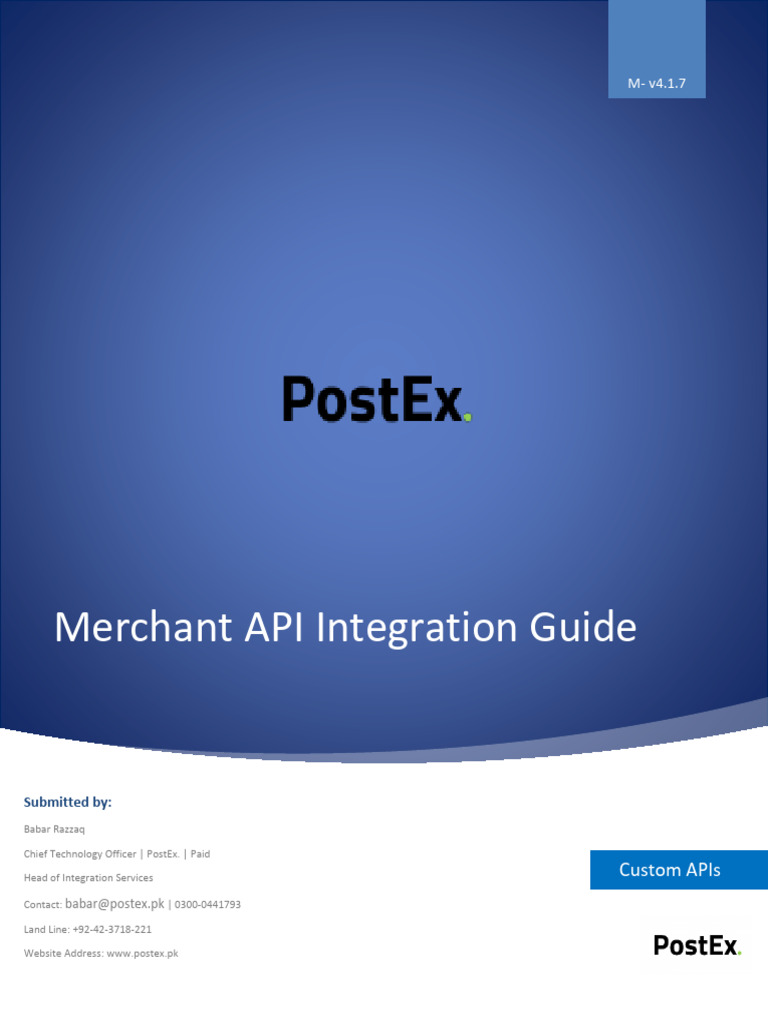PostEx - COD API Integration Guide V4.1.7 | PDF