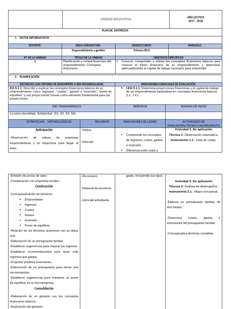 Destrezas Unidad 1 | PDF