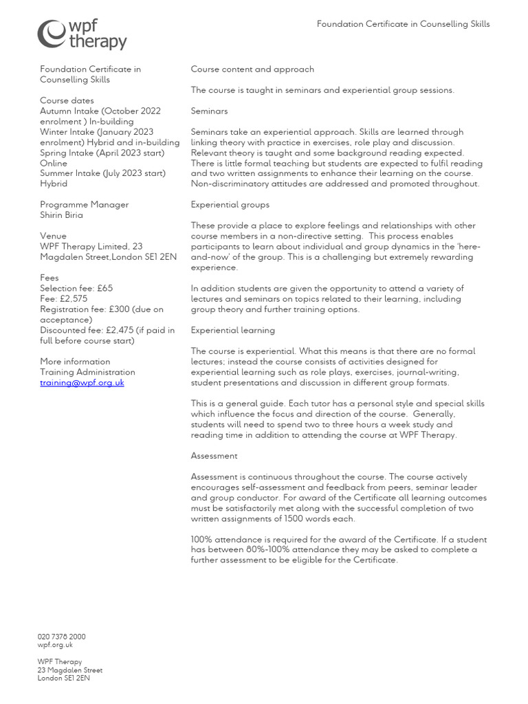 Introduction Counselling Psychotherapy 2 | PDF