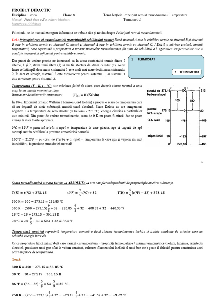 6. ProiectDeLectie - Notiuni termodinamice de baza - Principiul zero al ...