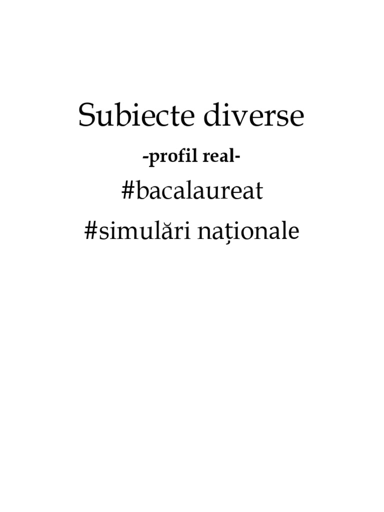 Subiecte Real Bac | PDF