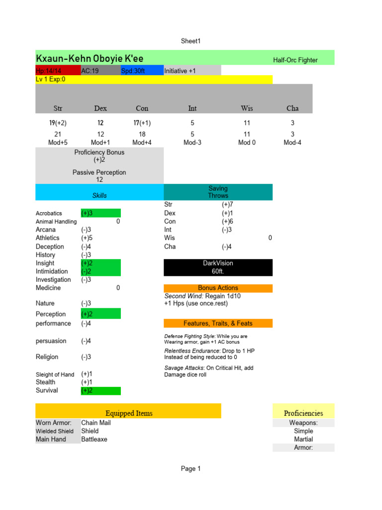 DND Charactersheet | PDF