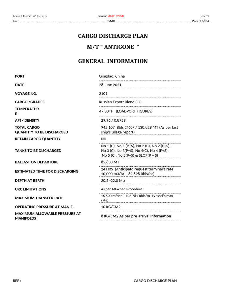CRG-05-Cargo Discharge Plan | PDF