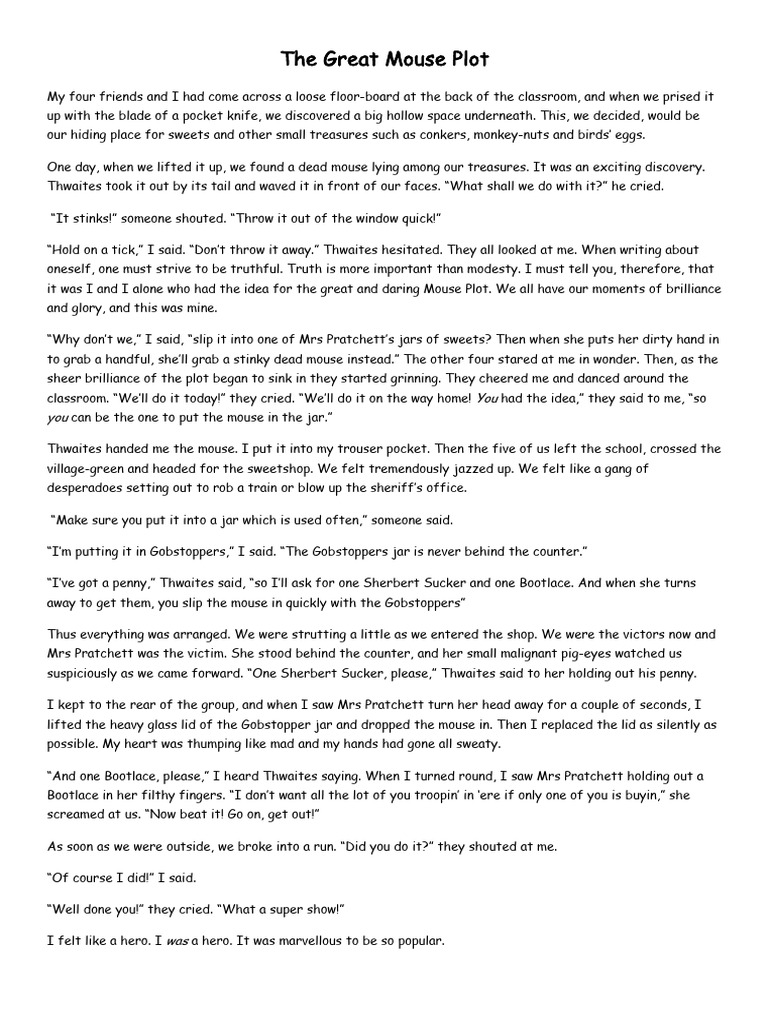 The Great Mouse Plot Comprehension.200667408 Written | PDF
