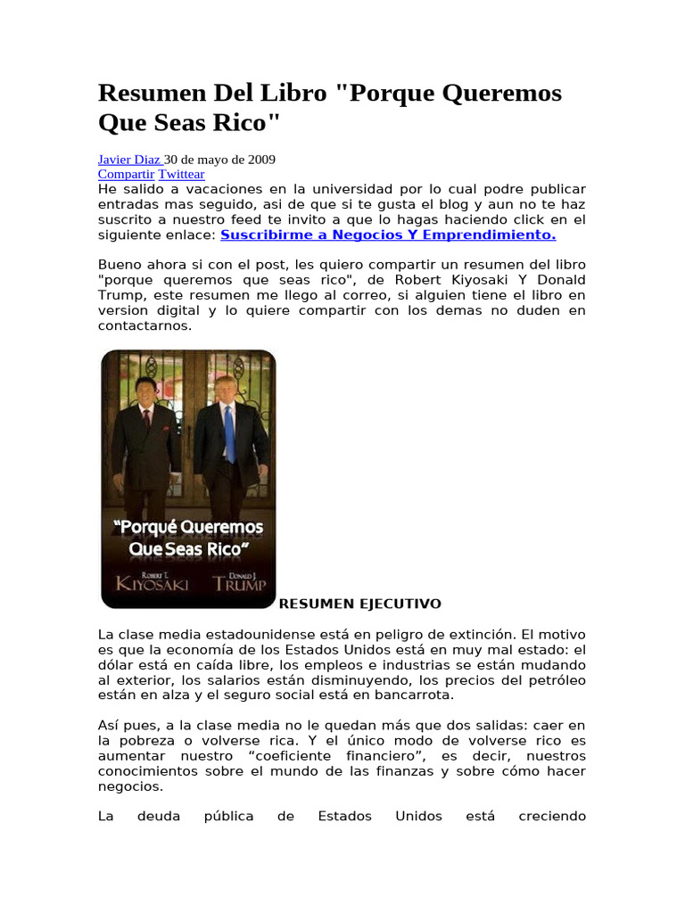 Queremos Que Seas Rico Resumen | PDF