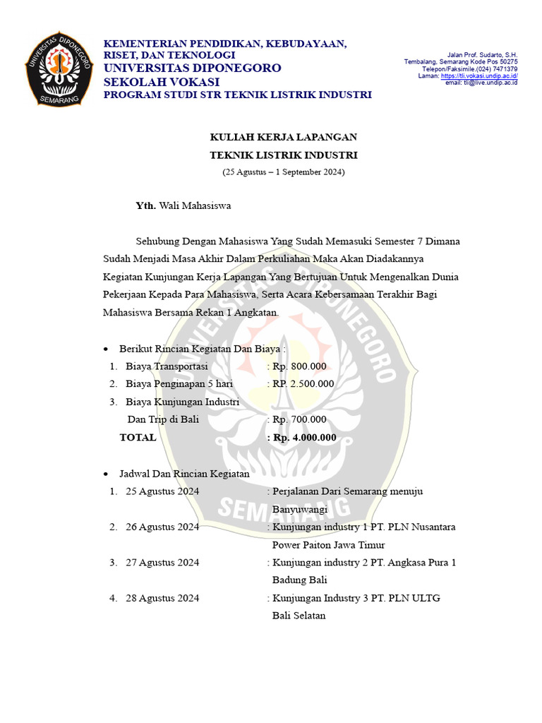 Surat Pemberitahuan KKL | PDF