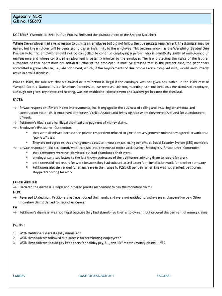 Agabon V NLRC | PDF