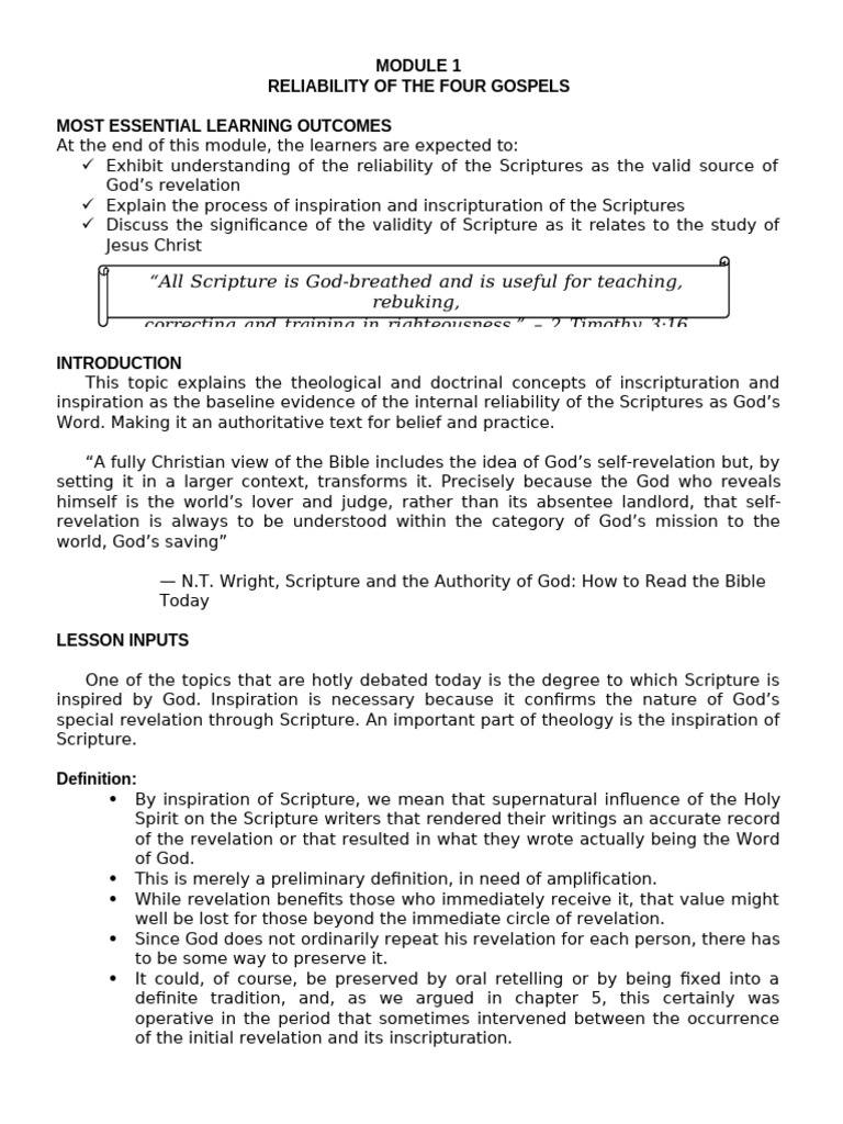 BIBLE Prelim Module 1 | PDF