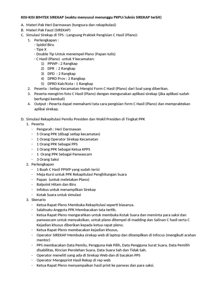 Kisi - Kisi Bimtek PPK | PDF