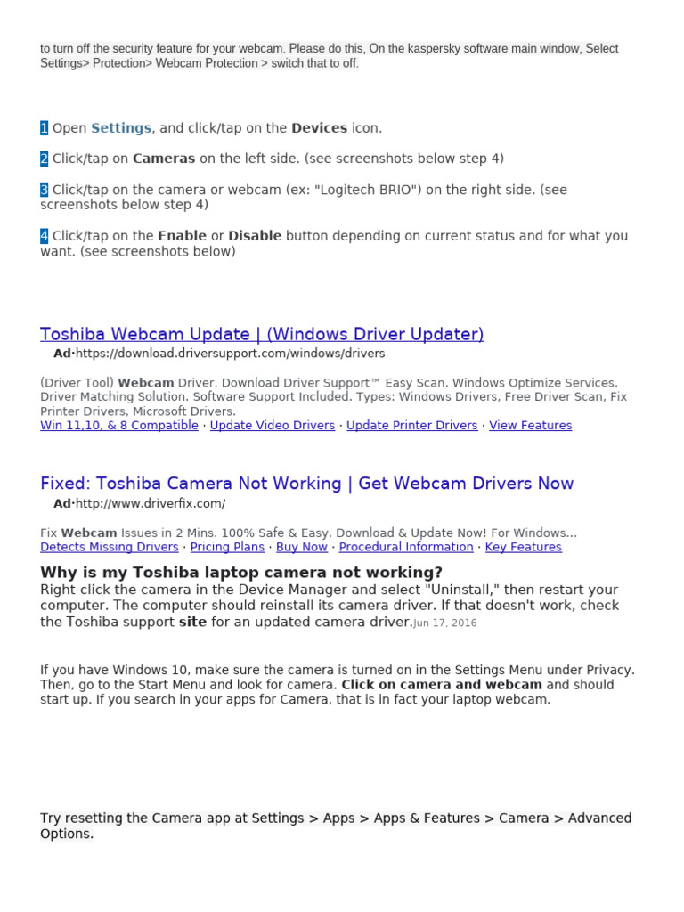 To Turn Off The Security Feature For Your Webcam | PDF