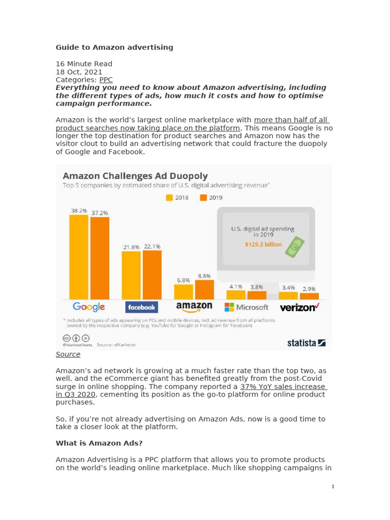 Guide To Amazon Advertising | PDF | Advertising | Online Advertising
