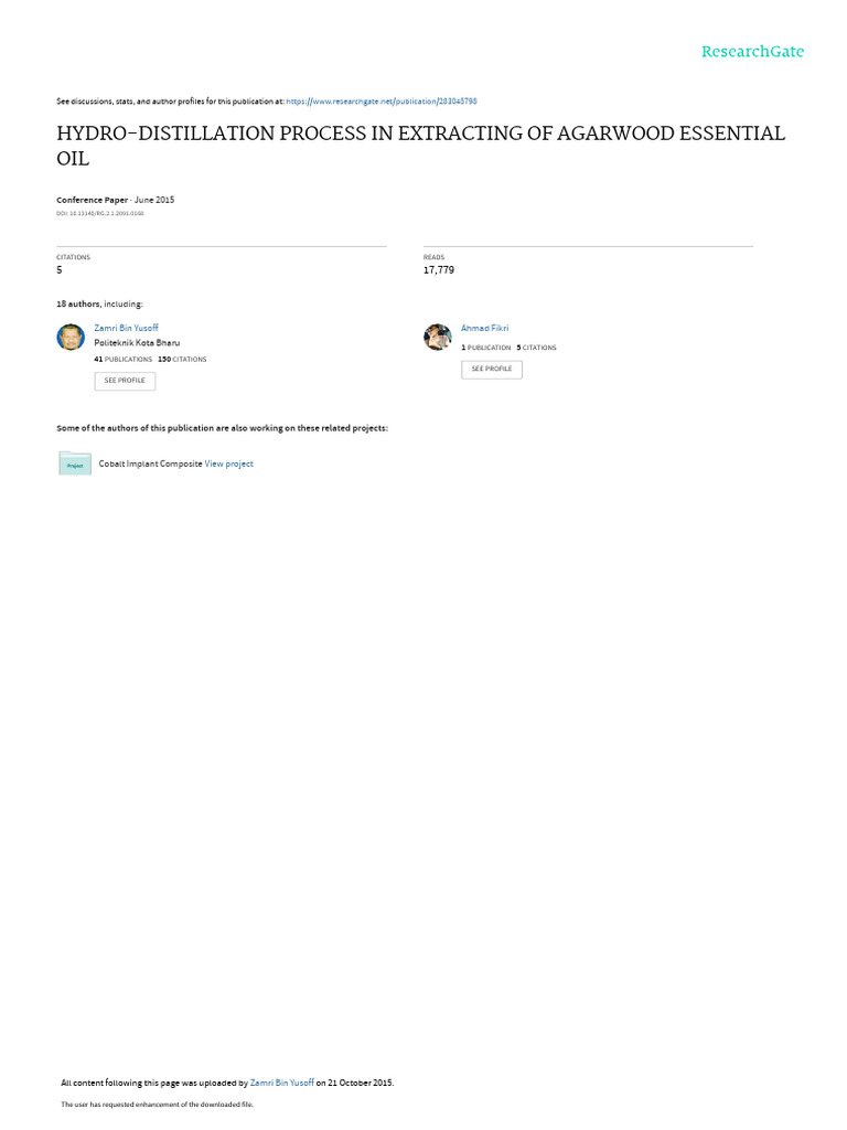 Hydro-Distillation Process in Extracting | PDF