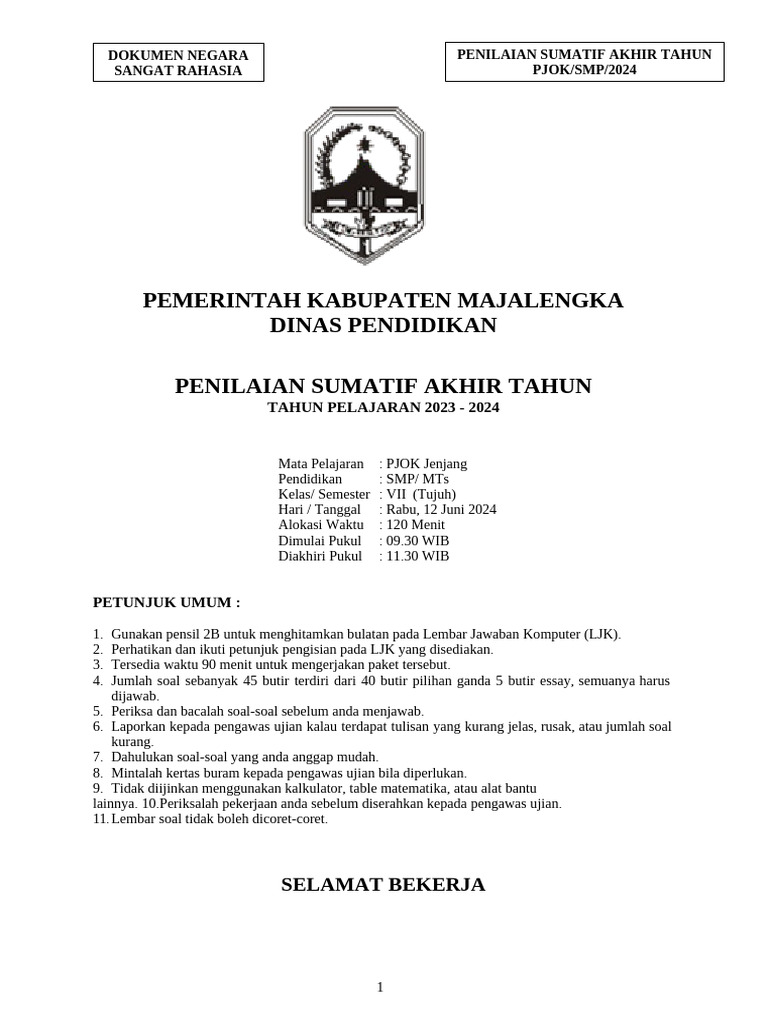 Cover PJOK Kelas 7 | PDF