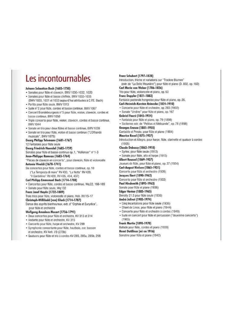 Les Incontournables de La Flûte Traversière | PDF