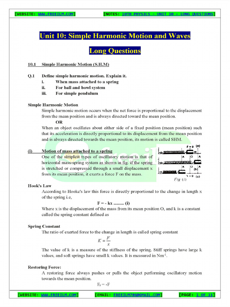 10th Phy Ch 10 Long Q | PDF