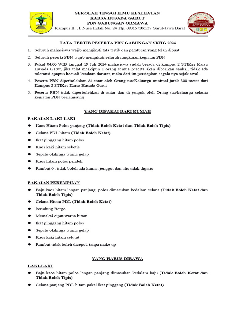 Tata Tertib Peserta PBN 2024 2 | PDF