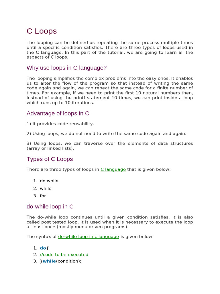 C Loops | PDF