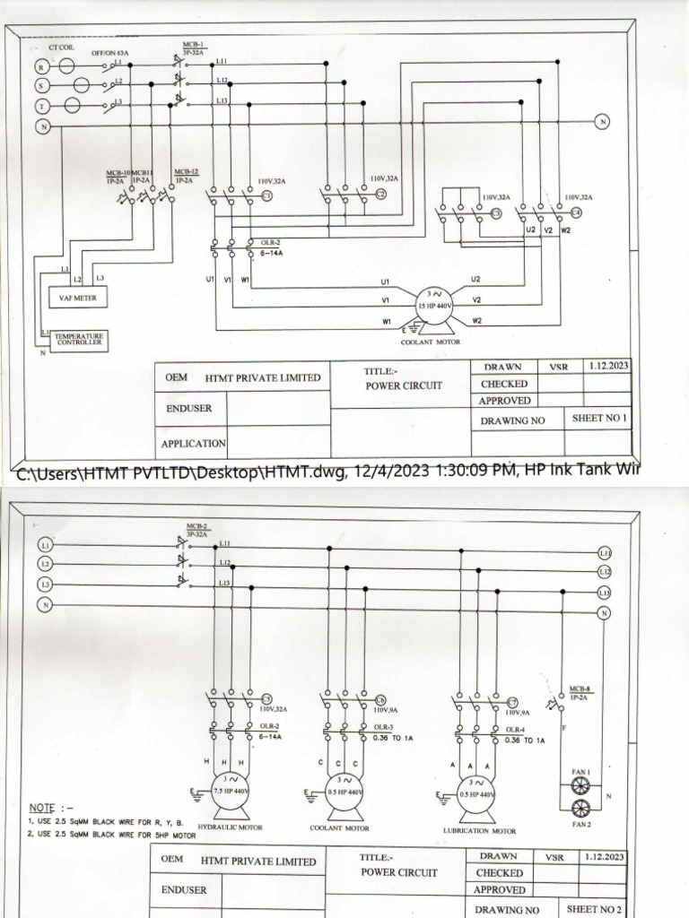 TRM 25 Ton Forcefed Circuit Diagram | PDF