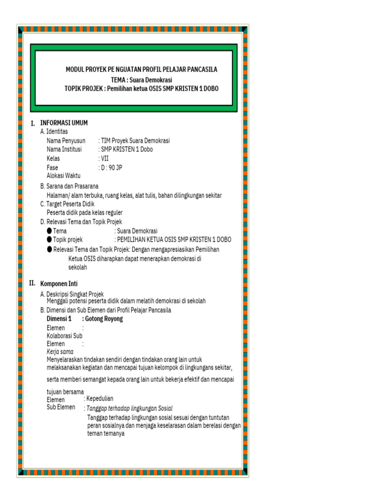Modul Projek - Modul p5 Suara Demokrasi Pemilihan Ketua Osis - Fase D PDF | PDF