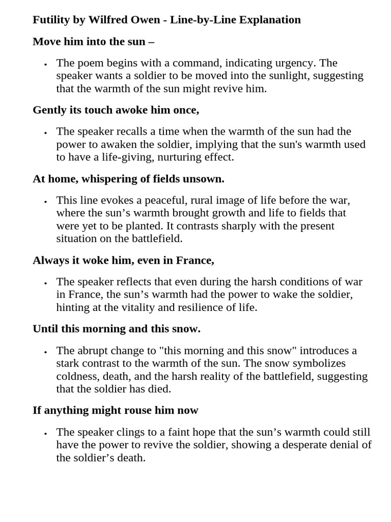 Futility by Wilfred Owen | PDF
