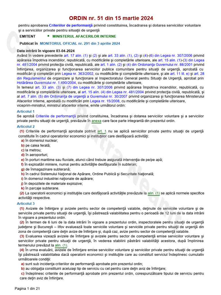 ORDIN Nr. 51 Din 15 Martie 2024 | PDF