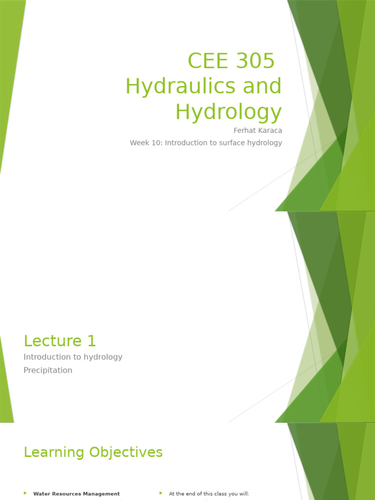 Week 10 - Introduction To Surface Hydrology | PDF