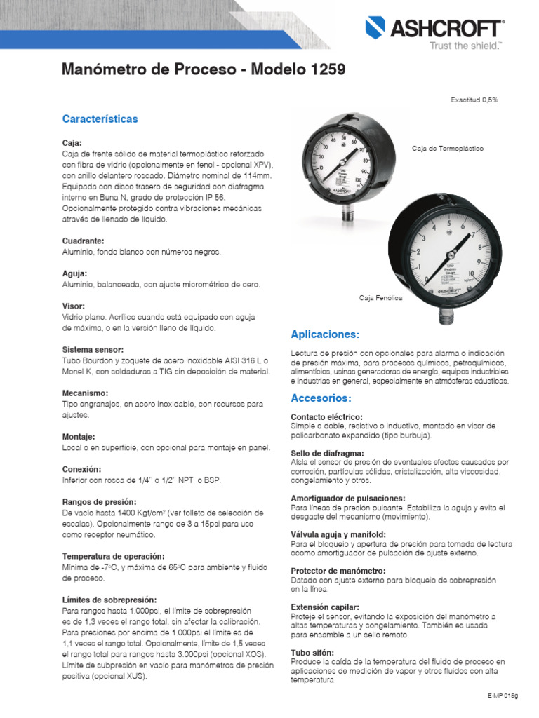 Ficha Tecnica Manometro | PDF