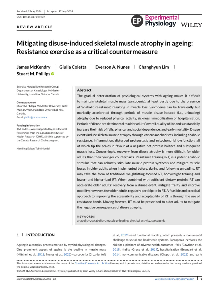 Mitigating Disuse-Induced Skeletal Muscle Atrophy | PDF