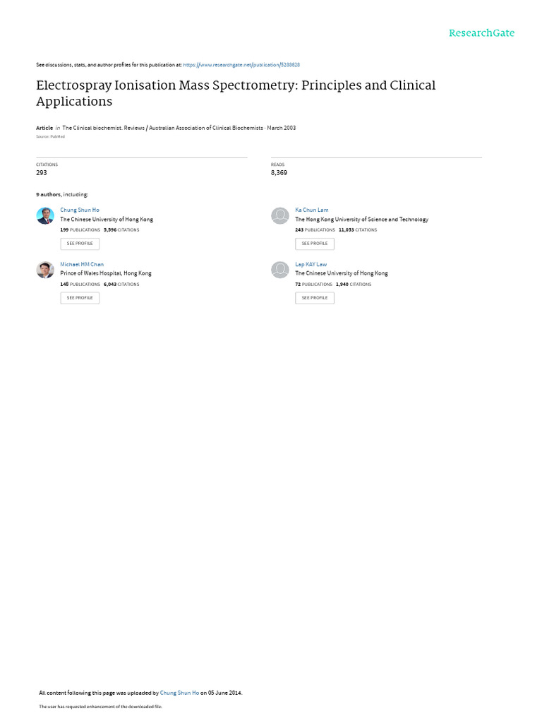 Electrospray Ionisation Mass Spectrometry Principl Pdf