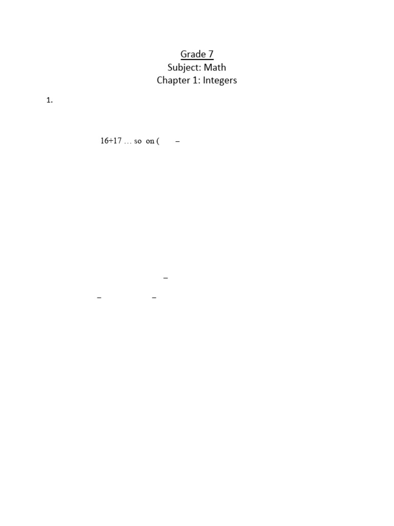 Grade 7 Math Chapter 1 | PDF