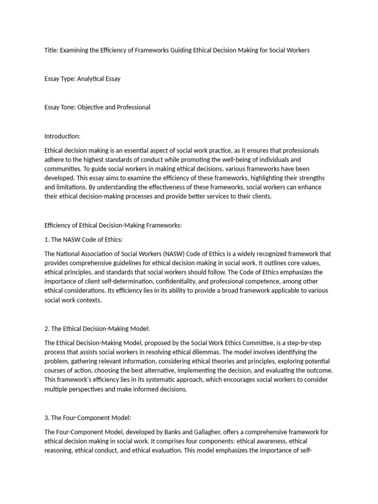 Ethics and Values Frameworks | PDF