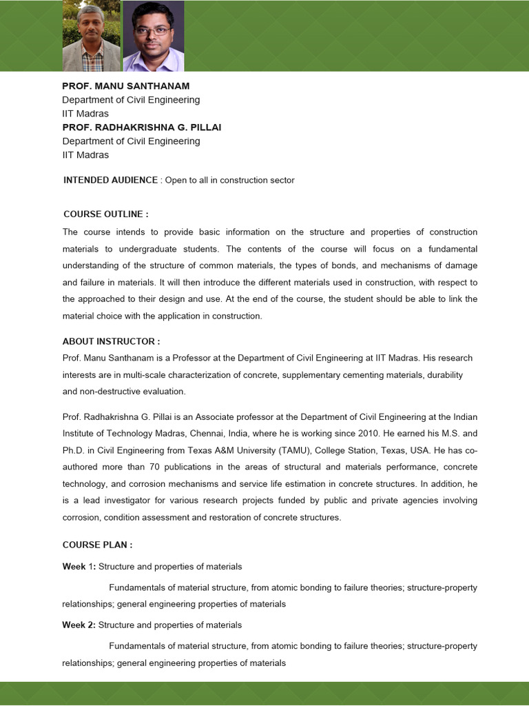Basic Construction Materials: Department of Civil Engineering IIT ...