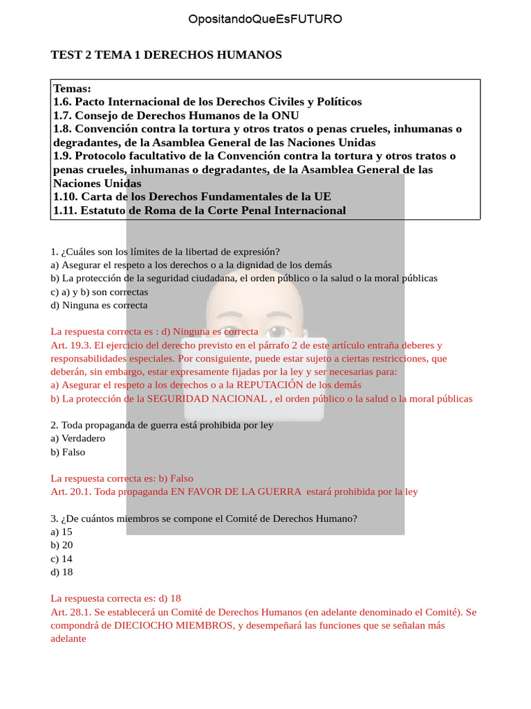 Test 2 Derechos Humanos | PDF