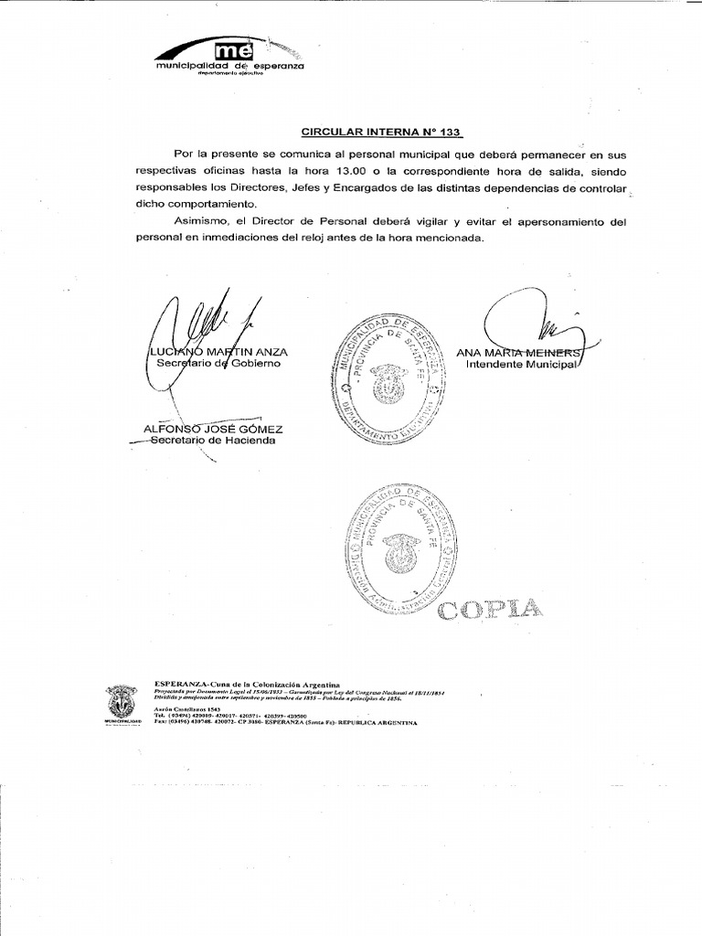 Circular Interna 133-13 | PDF