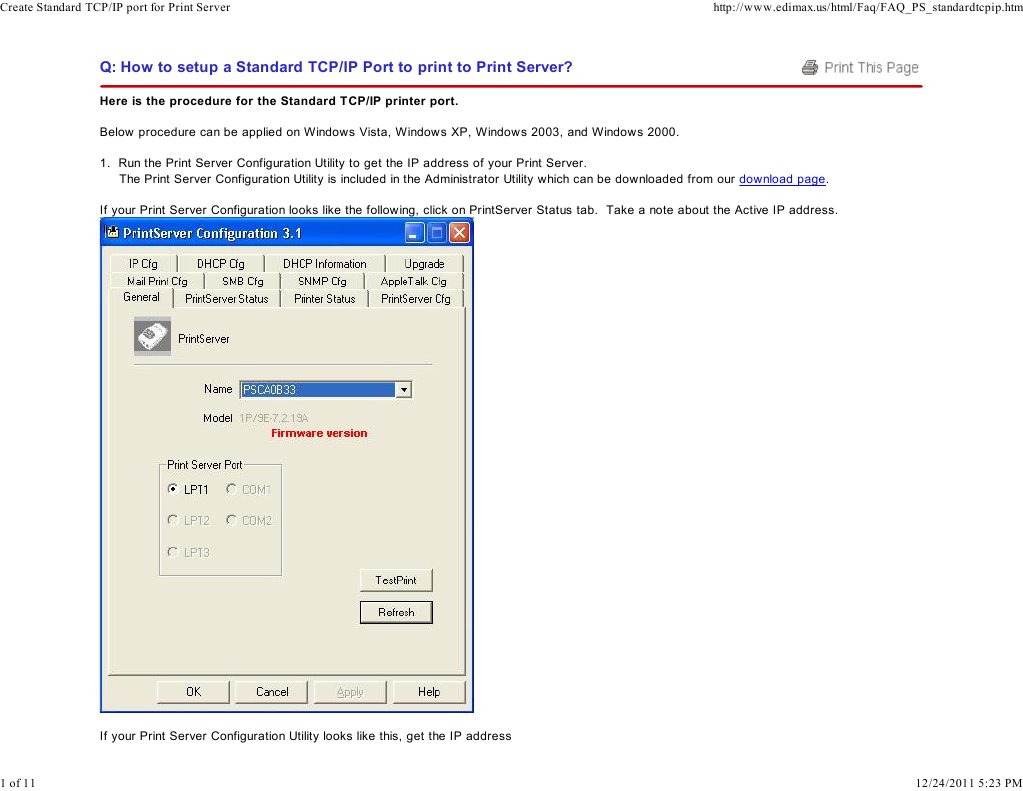 Create Standard TCP - IP Port For Print Server | PDF | Port (Computer Networking) | Ip Address