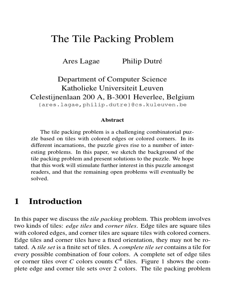The Tile Packing Problem | PDF | Discrete Mathematics | Combinatorics