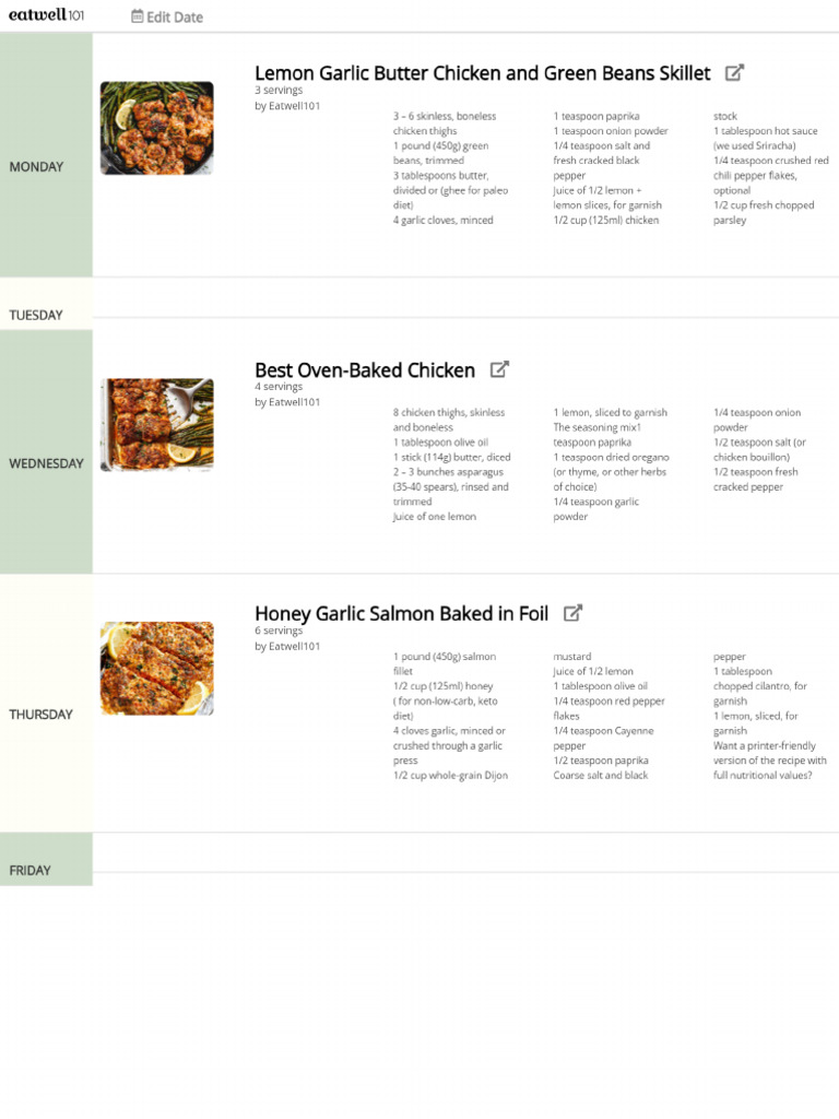 Eatwell101 Mealplan | PDF