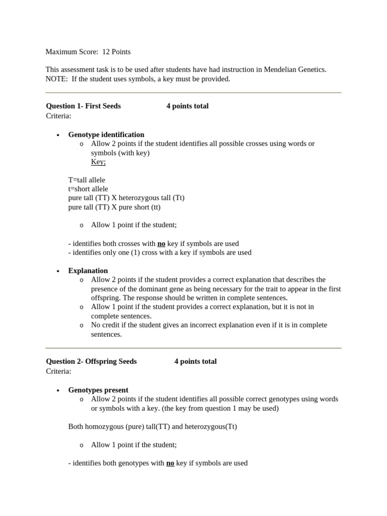 Seed test rubric | PDF