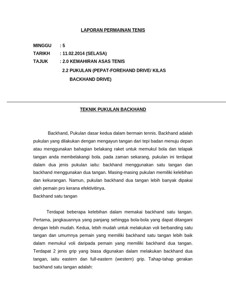 2.2 Pukulan Forehand, Backhand | PDF