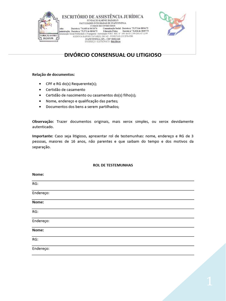 DIVÓRCIO CONSENSUAL OU LITIGIOSO Ok | PDF