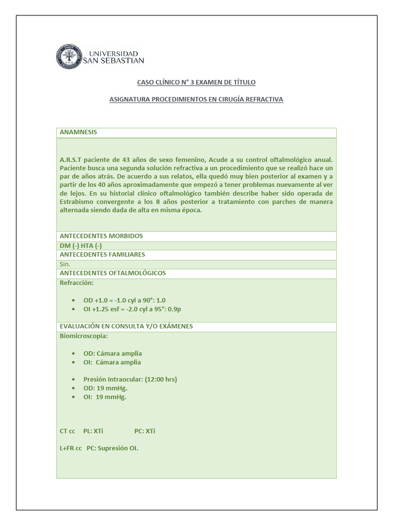CASO CLÍNICO 3 CX REFRACTIVA - GL - Est | PDF
