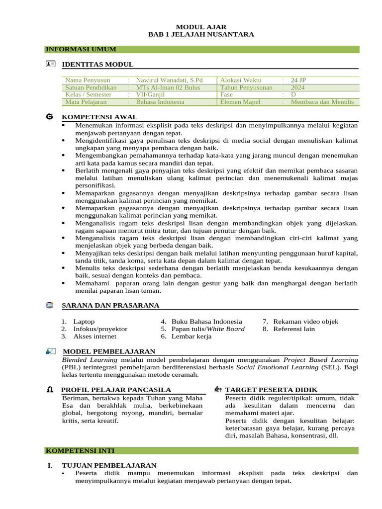 14-Modul Ajar Bab 1 | PDF