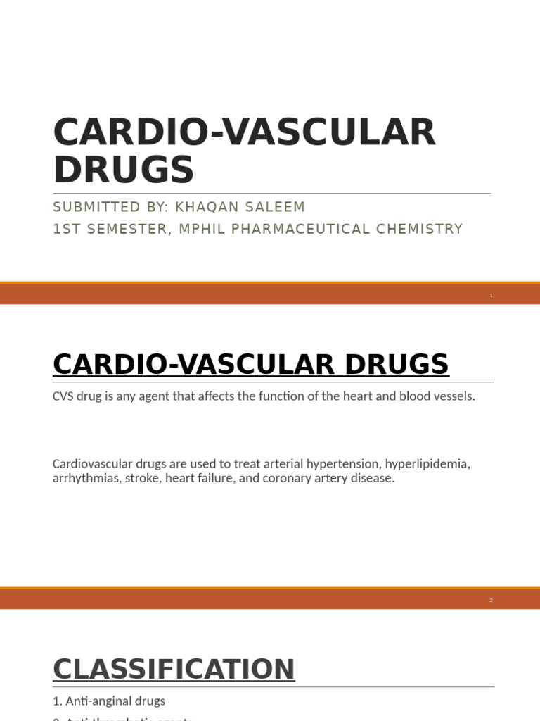 Cardio Vascular Drugs | PDF