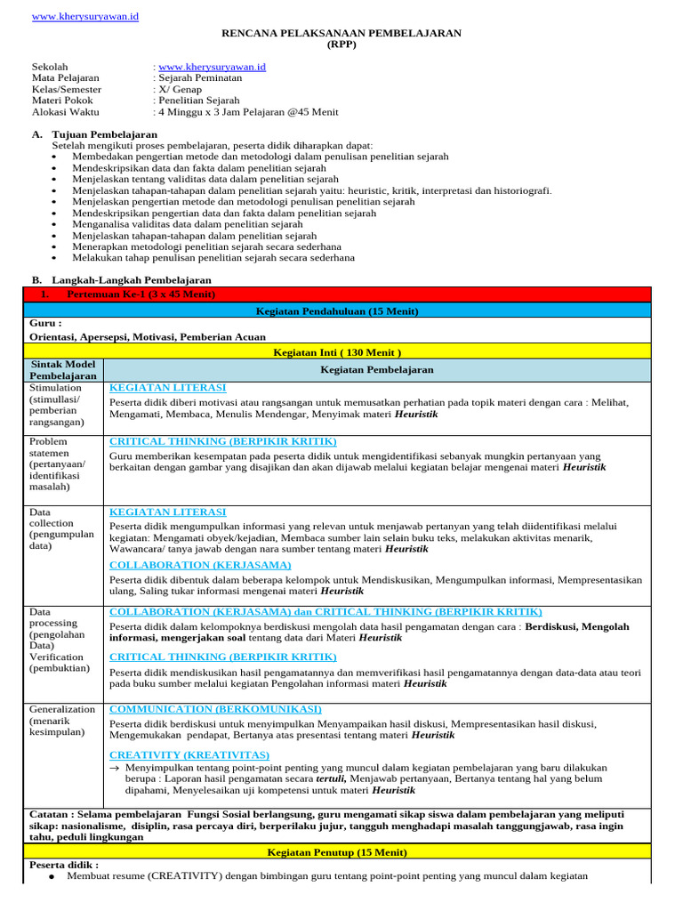 RPP Sejarah Pe-Sm 2 TM 5 | PDF