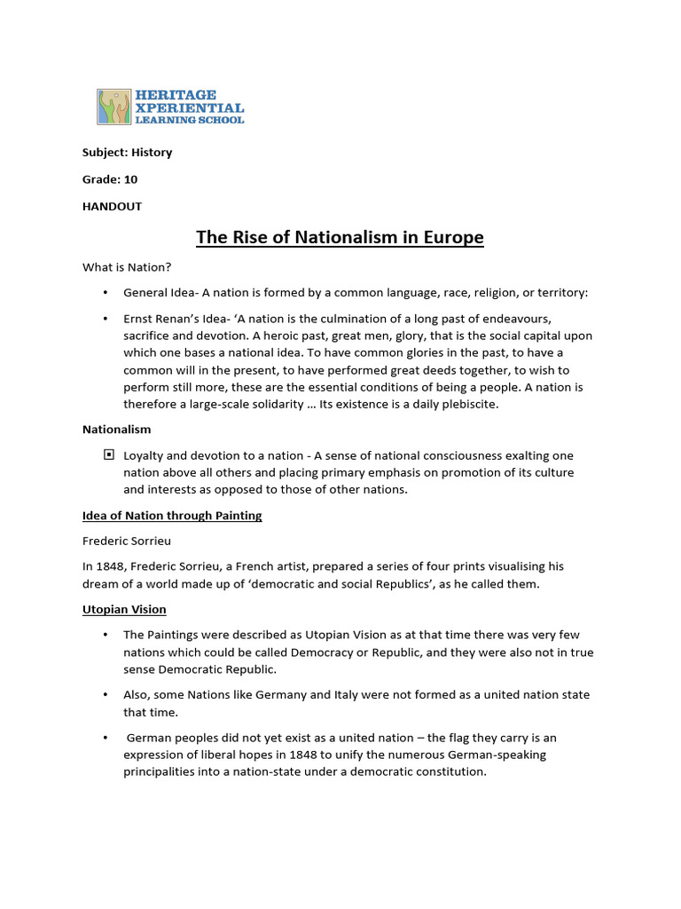 Nationalism in Europe Handout | PDF